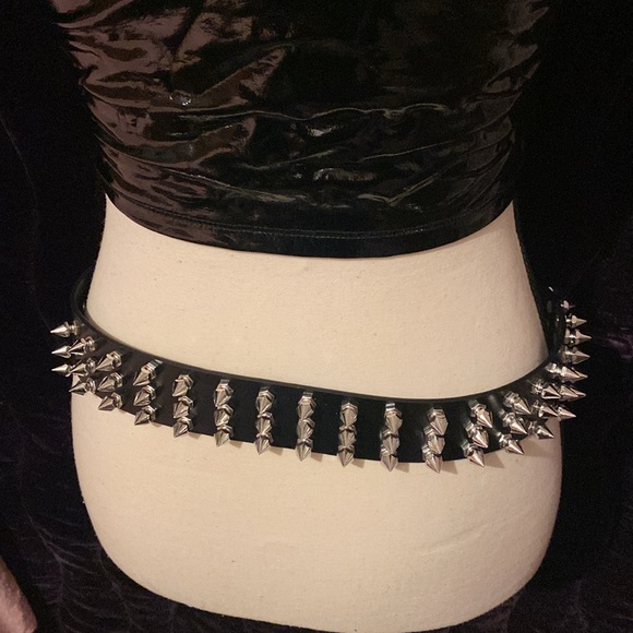 Accessories | Black And Silver Punk Goth Belt With Spikes 527 | Poshmark